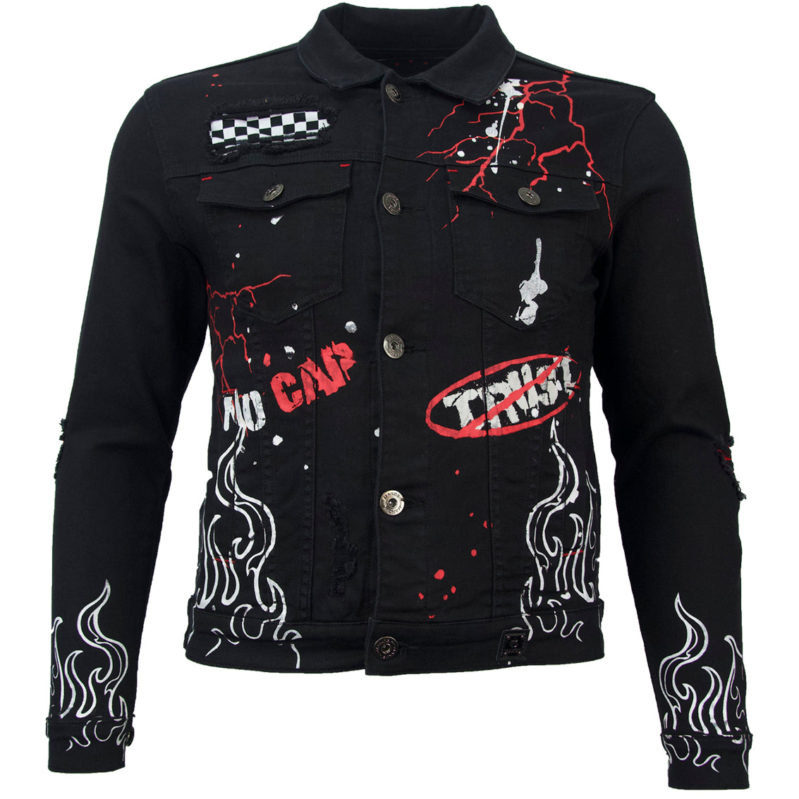 M1052 Makobi Fire Denim Jacket - Black – Makobi Jeans USA